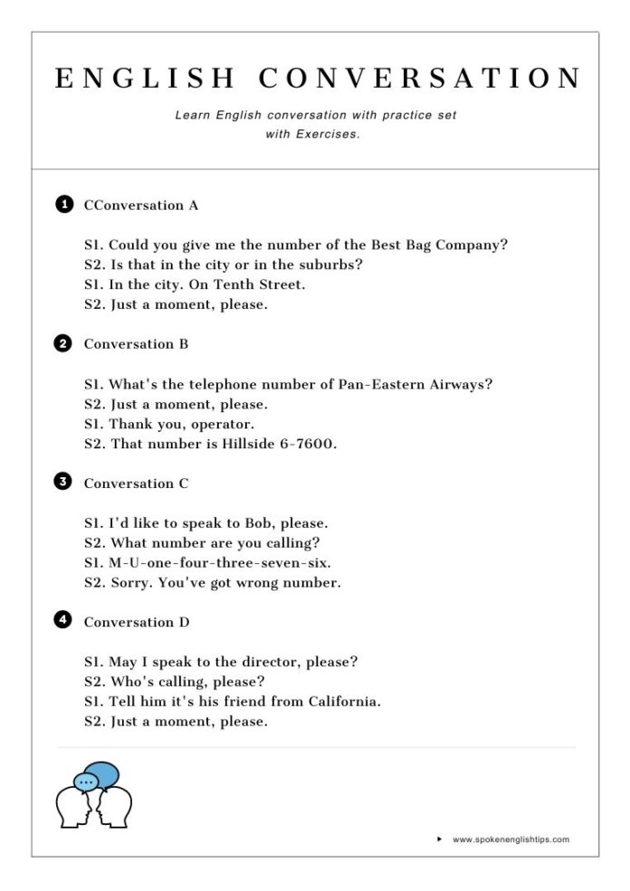 English Conversation Practice Exercise Using The Telephone English Conversation Practice Exercise Using The Telephone