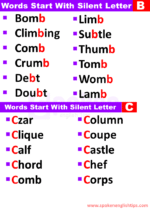 Silent Letters | English Words With Silent Letters From A To Z