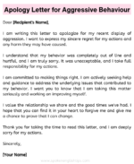 Apology Letter For Aggressive Behaviour, Examples
