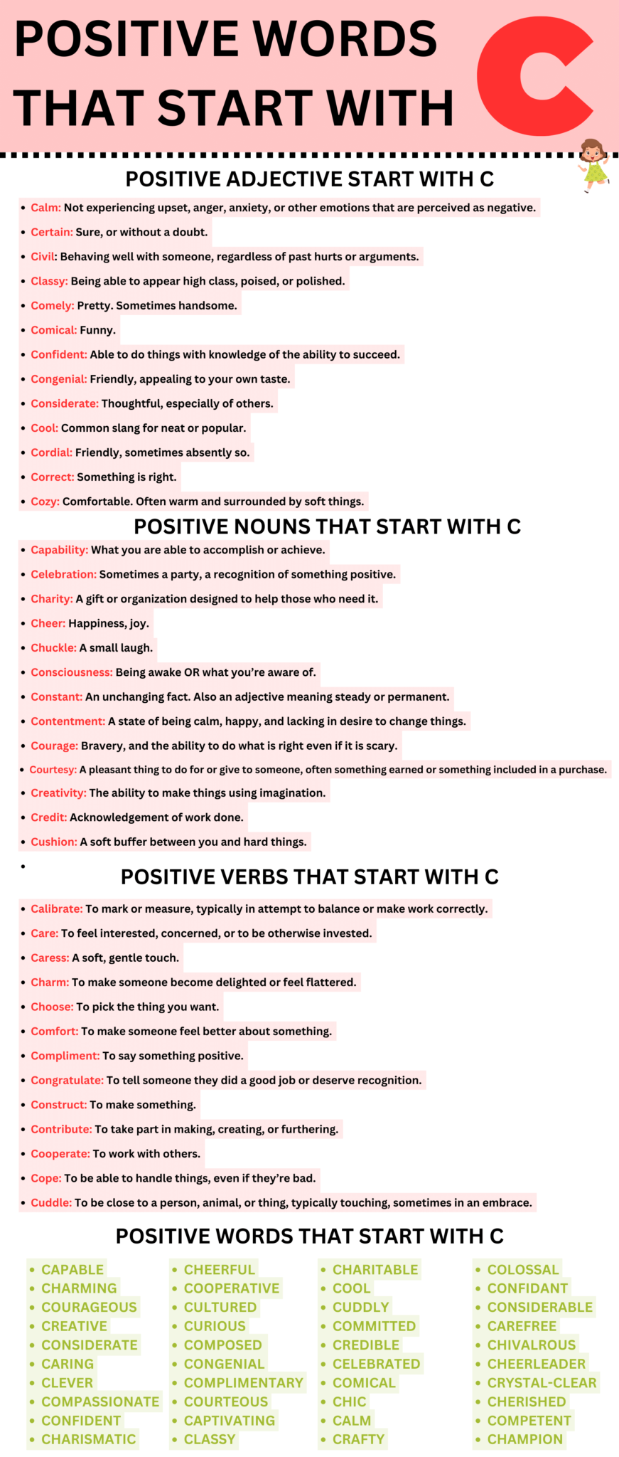 701 Positive Words That Start With C (Good, Kind, Nice C Words)