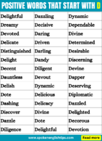 100+ Positive Words That Start With D In English