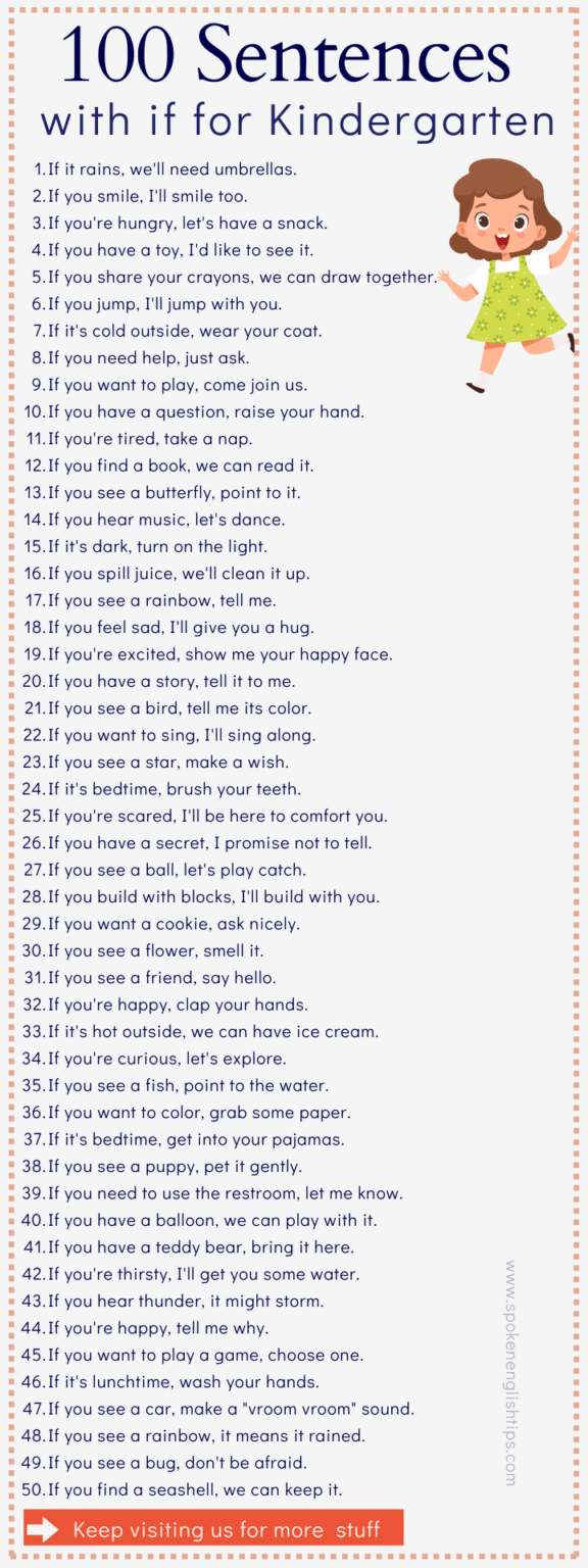 100+ Simple Sentence With If For Kindergarten