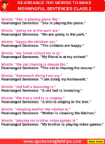 Rearrange The Words To Make Meaningful Sentences Class 2