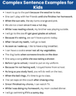 Complex Sentence Examples For Kids